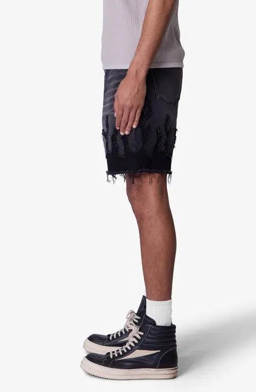 Mnml Flame Denim Shorts - Washed Black