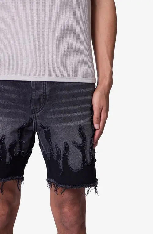 Mnml Flame Denim Shorts - Washed Black