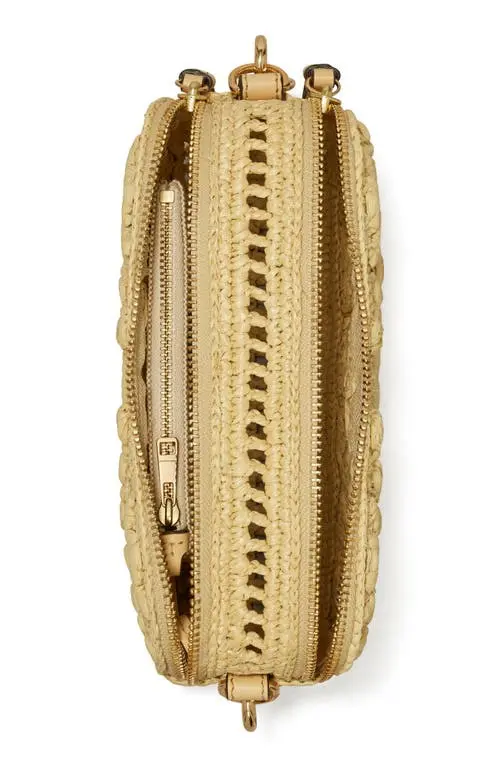 Tory Burch Mini Miller T Monogram Raffia Crossbody Bag