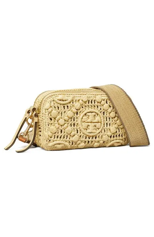 Tory Burch Mini Miller T Monogram Raffia Crossbody Bag
