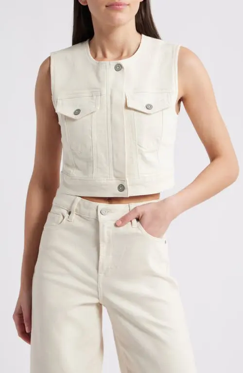 HIDDEN JEANS Crop Sleeveless Trucker Vest - Cream