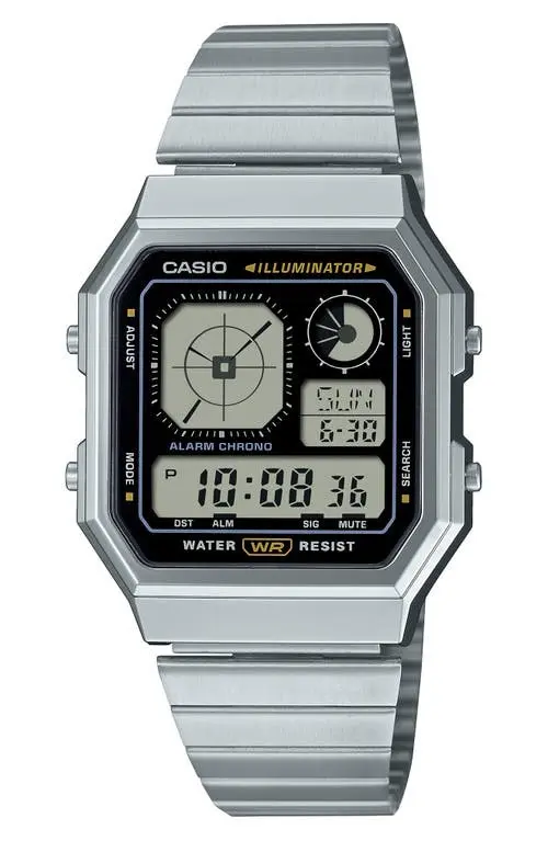 Casio Vintage Multiface Digital Bracelet Watch - Silver