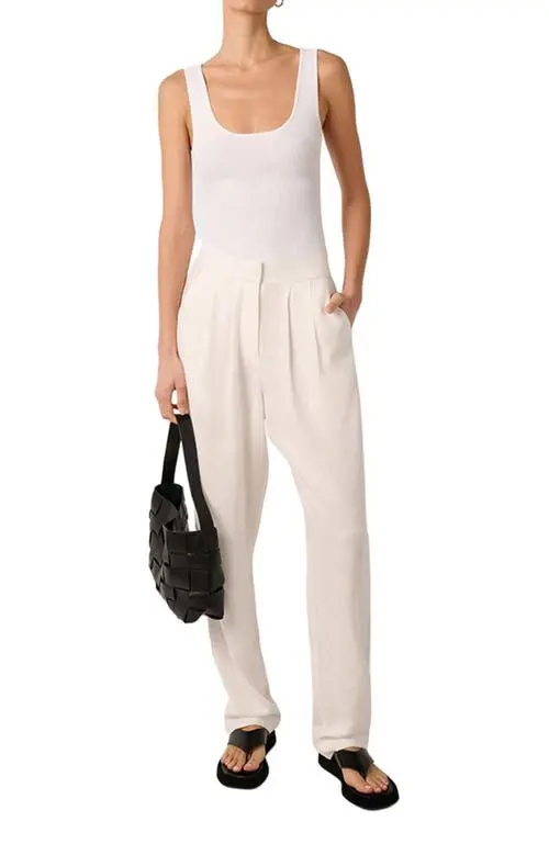WeWoreWhat Linen Blend Pleated Trousers - White