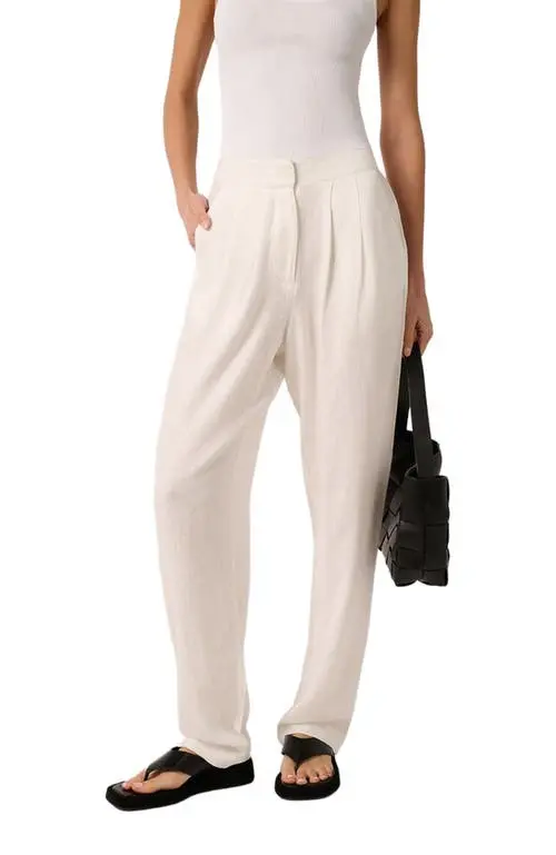 WeWoreWhat Linen Blend Pleated Trousers - White