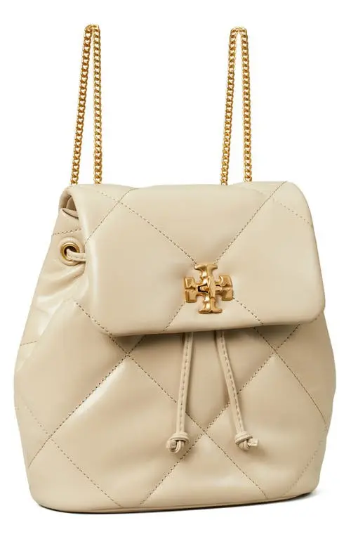 Tory Burch Small Kira Diamond Quilted Leather Backpack - Light Stone
