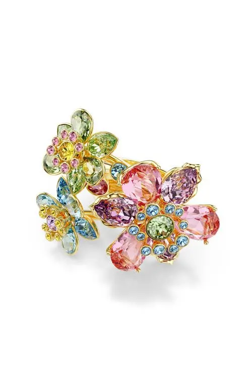 SWAROVSKI Idyllia Triple Flower Crystal Ring - Multicolored