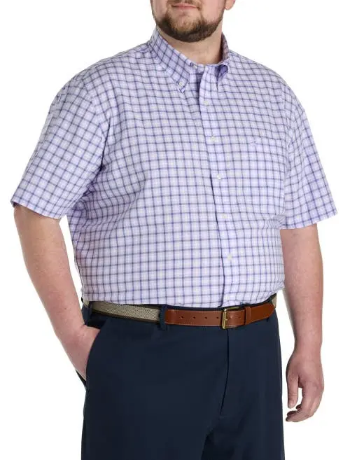 Brooks Brothers Big & Tall Check-patterned Friday Oxford Sport Shirt - Lavender