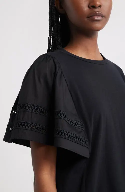 Treasure & Bond Mixed Media Top - Black