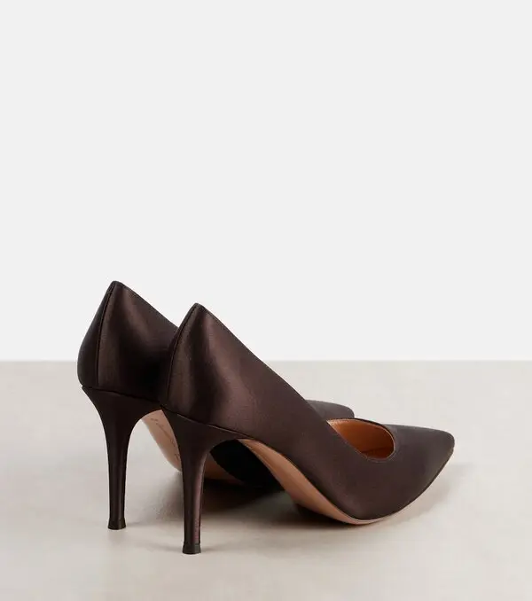 GIANVITO ROSSI 85 Satin Pumps - Brown