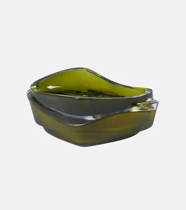 ZAHA HADID DESIGN Plex Set Of 2 Crystal Decorative Trays - Green