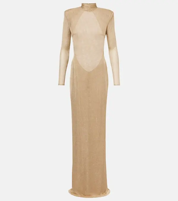 THE NEW ARRIVALS ILKYAZ OZEL Donyale Knitted Lamé Gown - Gold