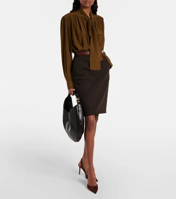 GIANVITO ROSSI Leather-trimmed Suede Slingback Pumps - Brown
