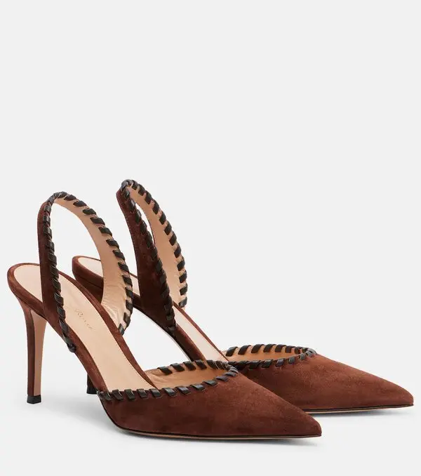 GIANVITO ROSSI Suede Slingback Pumps - Brown