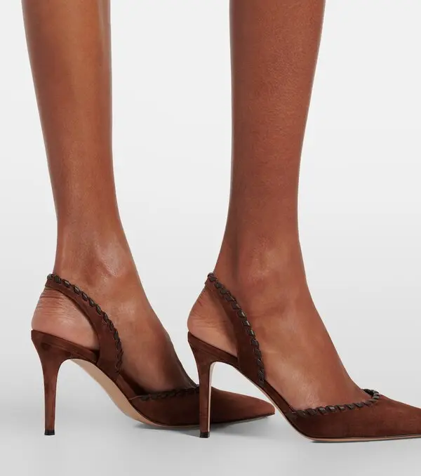 GIANVITO ROSSI Suede Slingback Pumps - Brown
