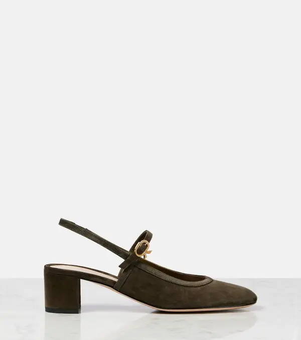 GIANVITO ROSSI Leather-trimmed Suede Slingback Pumps
