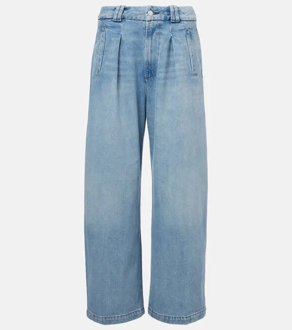 Citizens Of Humanity Cara Twill Cropped Wide-leg Pants - Blue