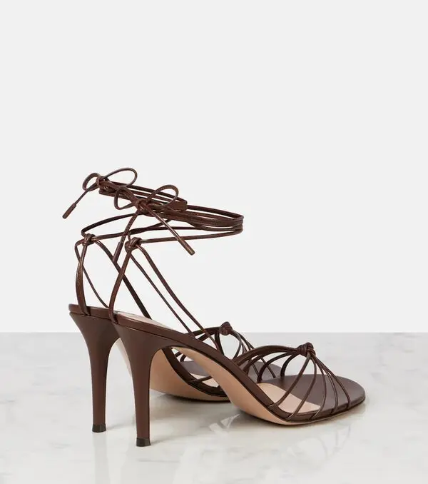 GIANVITO ROSSI Gwyneth Leather Lace-up Sandals - Brown