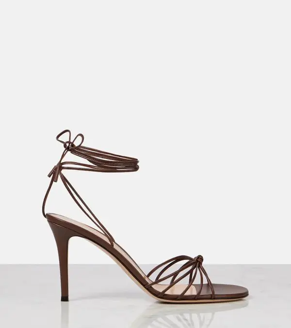 GIANVITO ROSSI Gwyneth Leather Lace-up Sandals - Brown