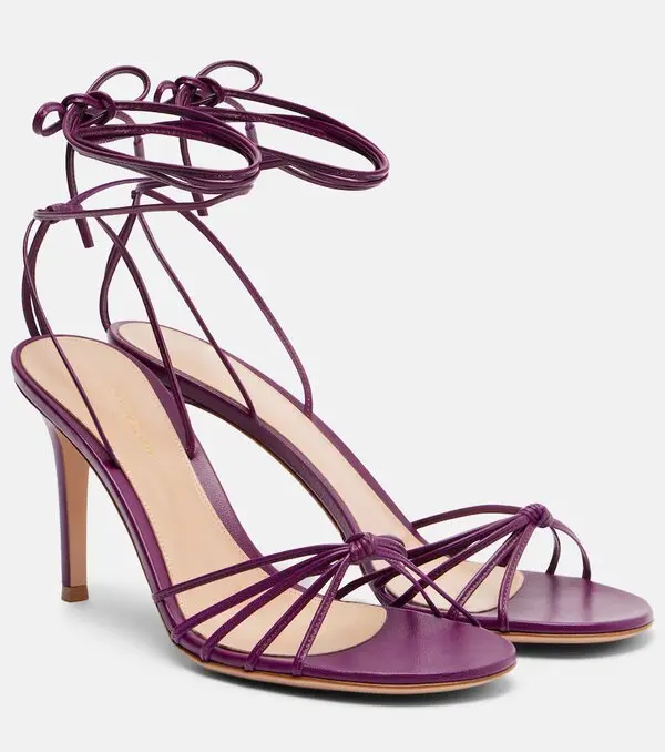 GIANVITO ROSSI Gwyneth Leather Lace-up Sandals - Purple