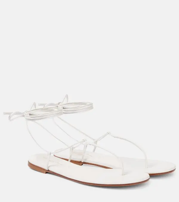 GIANVITO ROSSI Gwyneth Leather Lace-up Sandals - White