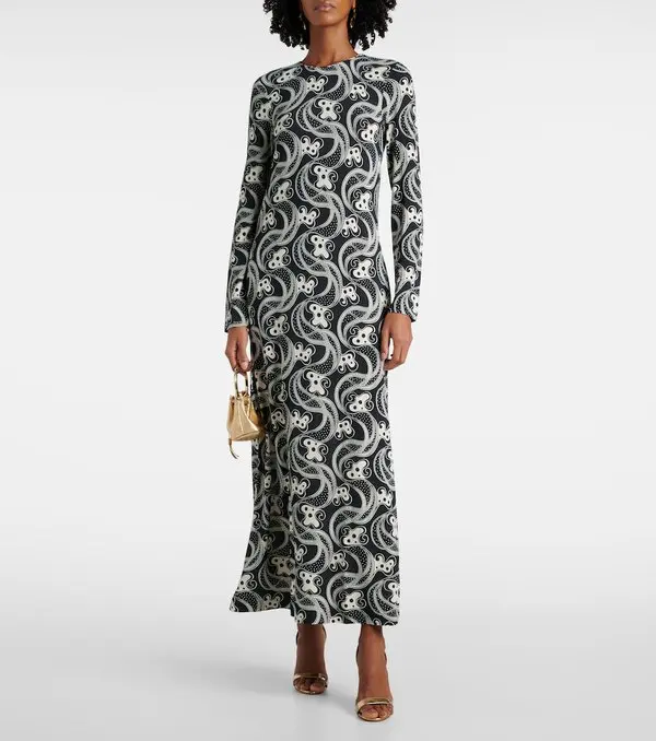 La DoubleJ Maxi Dress With Paisley Print And Hook-fastening Back - Black