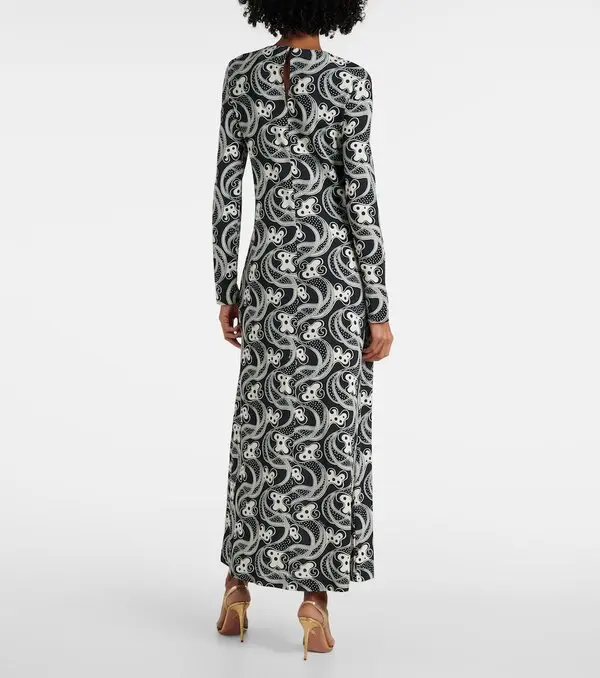 La DoubleJ Maxi Dress With Paisley Print And Hook-fastening Back - Black