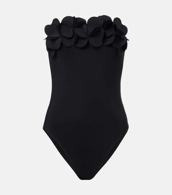 KARLA COLLETTO Tess Floral-appliqué Swimsuit - Black