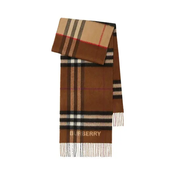Burberry Contrast Cashmere Scarf 'archive Beige/birch Brown - Multicolor