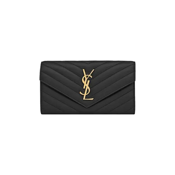 Saint Laurent Cassandre Matelassé Large Flap Wallet 'noir - Black