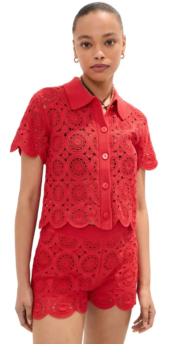 LE BOP Crochet Polo - Flame