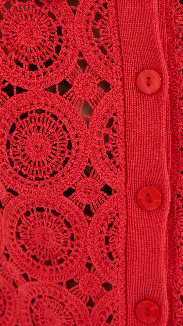 LE BOP Crochet Polo With Scalloped Edges - Flame