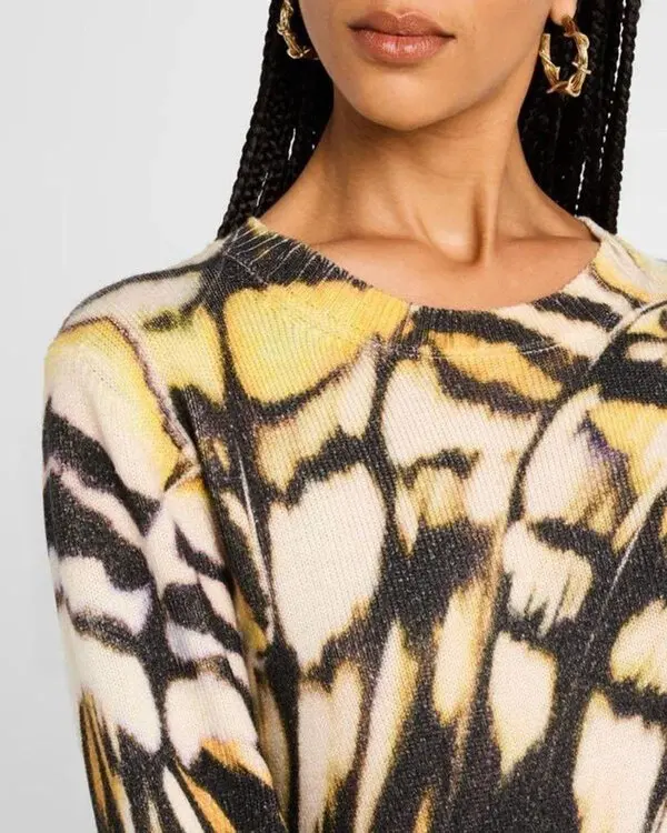 Oscar De La Renta Butterfly Print Wool Sweater
