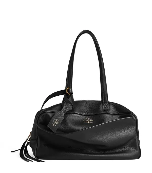 Balenciaga Medium Leather Carrie Bowling Top-handle Bag
