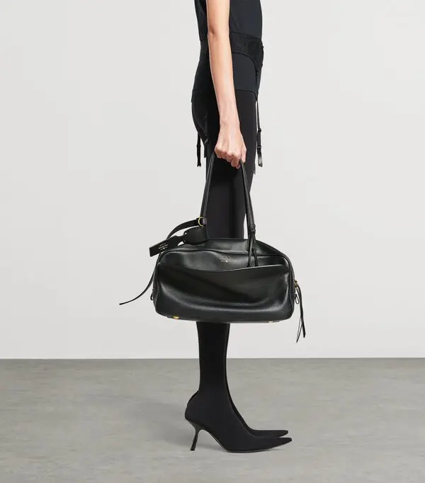 Balenciaga Medium Leather Carrie Bowling Top-handle Bag