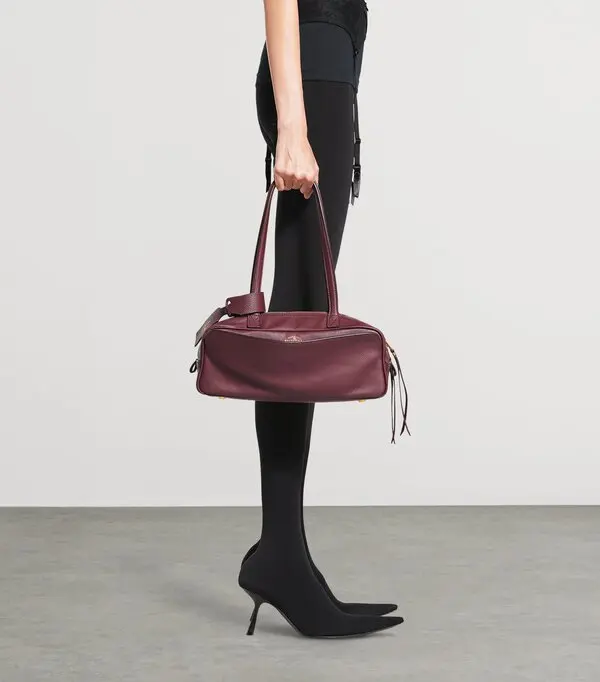 Balenciaga Small Leather Carrie Bowling Top-handle Bag - Red