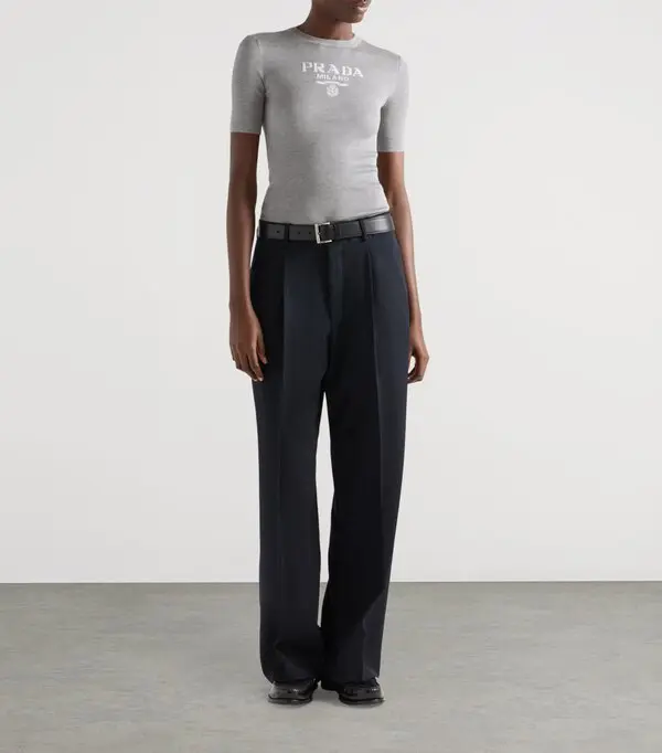 Prada Silk Logo Longline T-shirt
