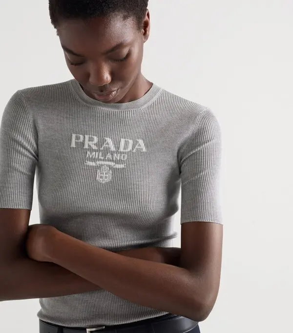 Prada Silk Logo Longline T-shirt