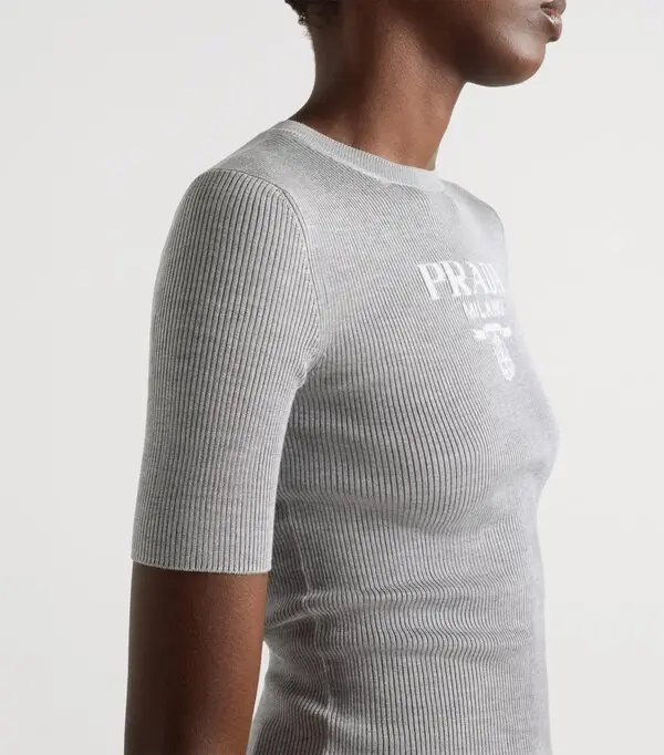 Prada Silk Logo Longline T-shirt
