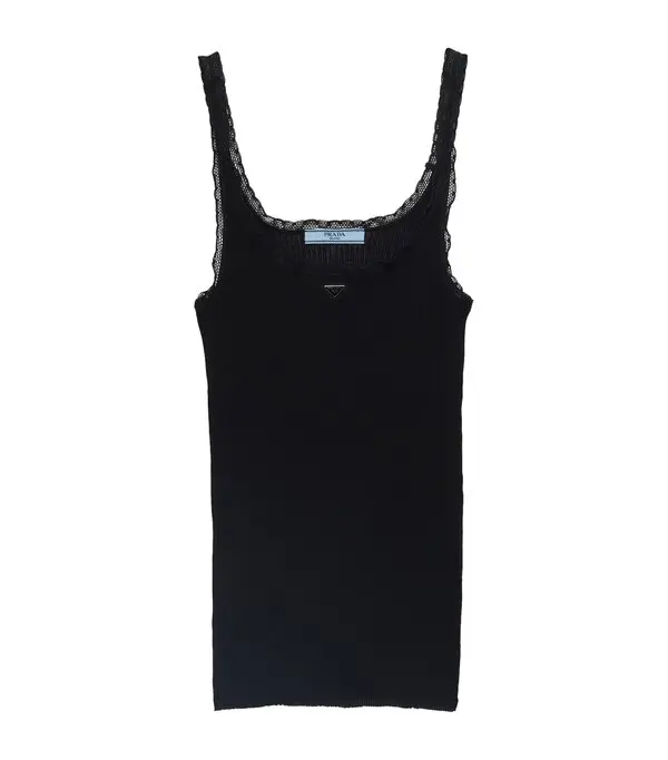 Prada Cotton Ribbed Tank Top - Black