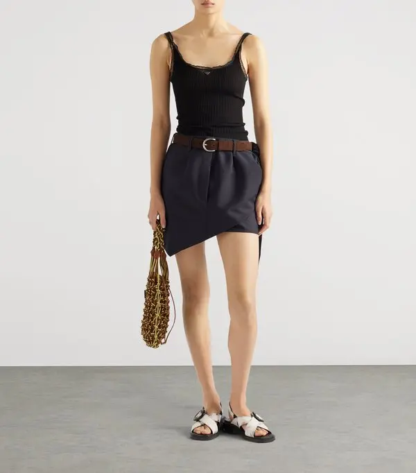 Prada Cotton Ribbed Tank Top - Black