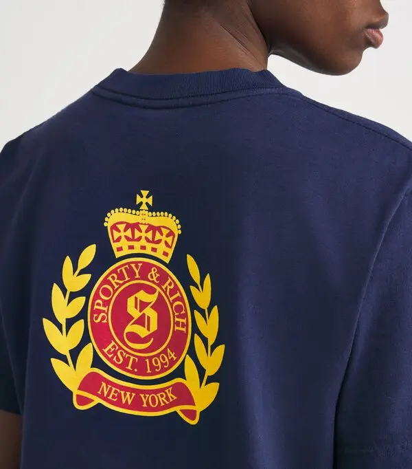 Sporty & Rich Ny Crest T-Shirt In Navy - 35% Off | Editorialist