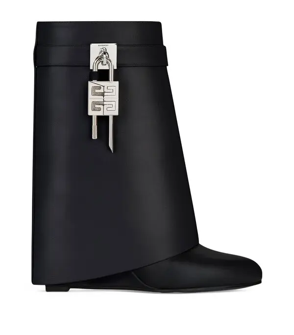 Givenchy Leather Shark Lock Ankle Boots - Black