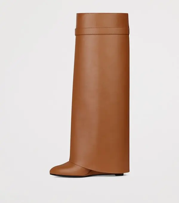 Givenchy Leather Shark Lock Knee-high Boots 90 - Brown