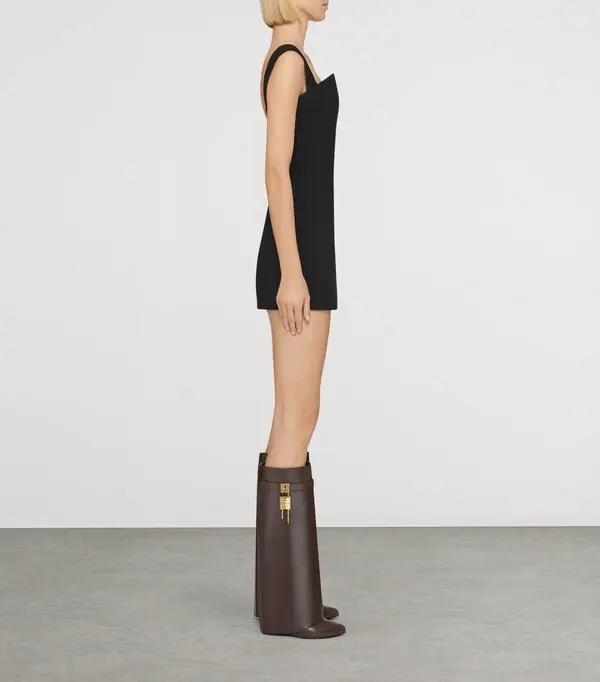 Givenchy Leather Shark Lock Knee-high Boots 90 - Brown