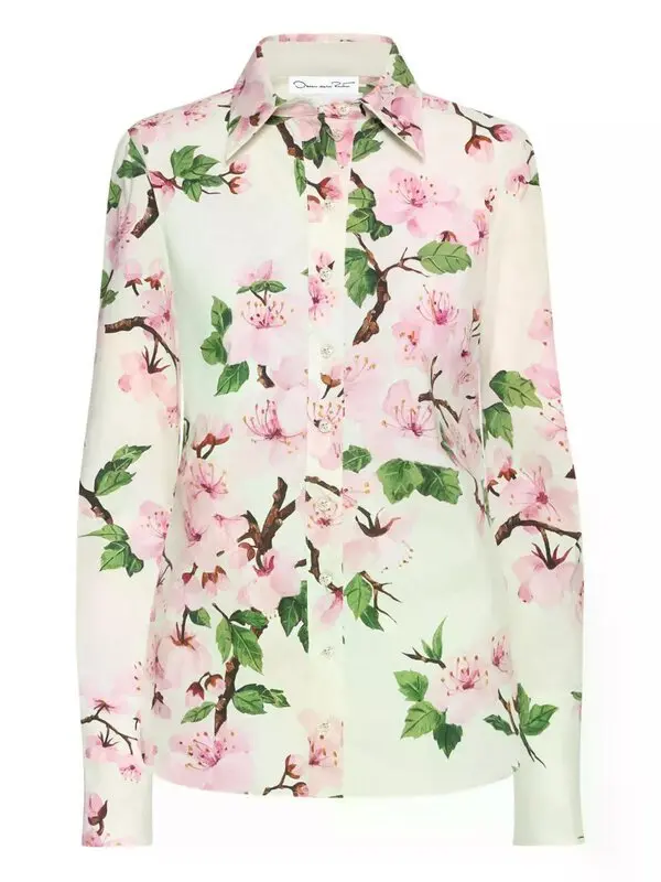 Oscar De La Renta Printed Poplin Shirt - White