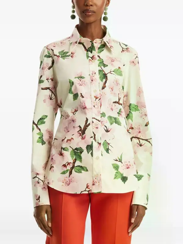 Oscar De La Renta Printed Poplin Shirt - White