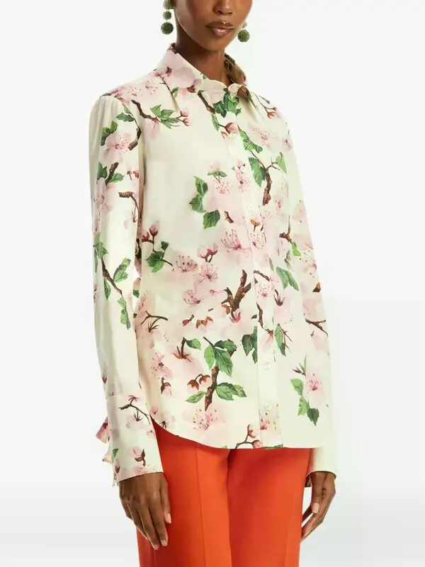Oscar De La Renta Printed Poplin Shirt - White