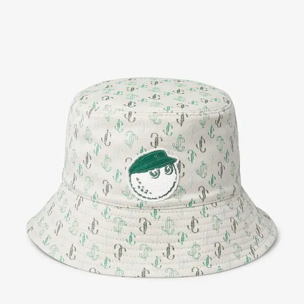 JIMMY CHOO Malbon 2.0 Monogram Bucket Hat - Latte/malbon Green/malbon Pink