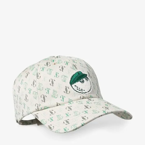 JIMMY CHOO Malbon 2.0 Monogram Embroidered Cotton Cap - Latte/malbon Green/malbon Pink