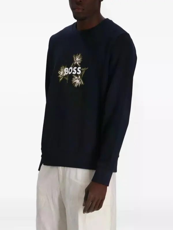 BOSS Floral-embroidered Sweatshirt - Blue
